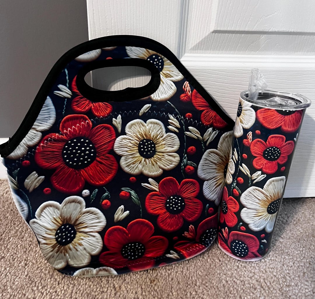 Matching Lunch Bag and Tumbler, Lunch Bag, Zipper, Washable, Insulated ...