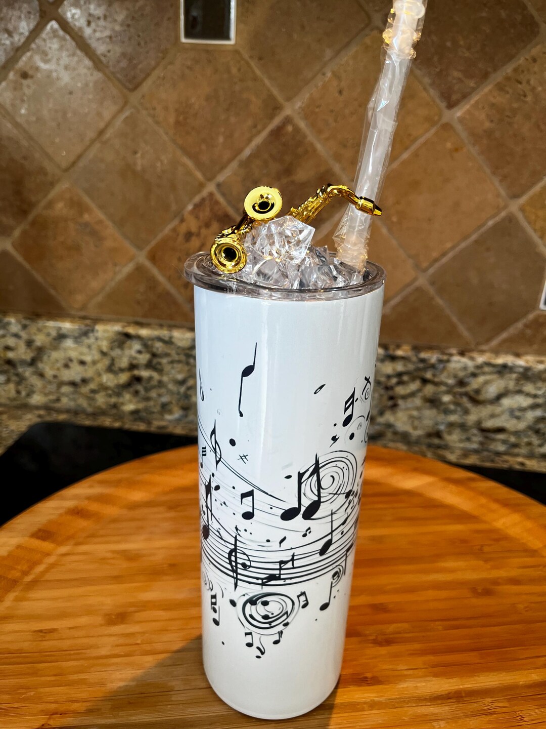 Music Tumbler With Decorated Lid, Musical Instruments, Music Notes ...