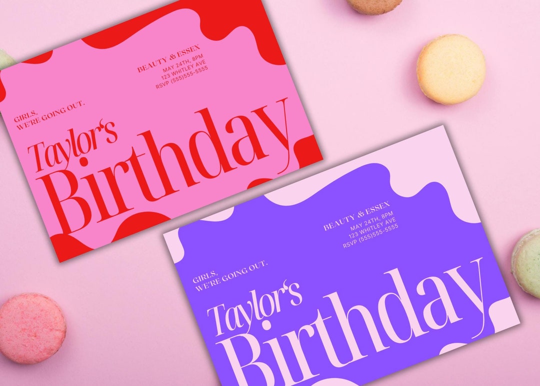 Modern Birthday Invitation, Bold Abstract Design - Etsy