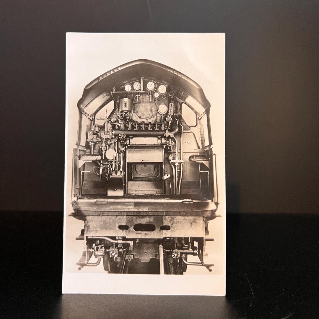 Cab of LNER Express Locomotive No. 10,000 Vintage Postcard RPPC British ...
