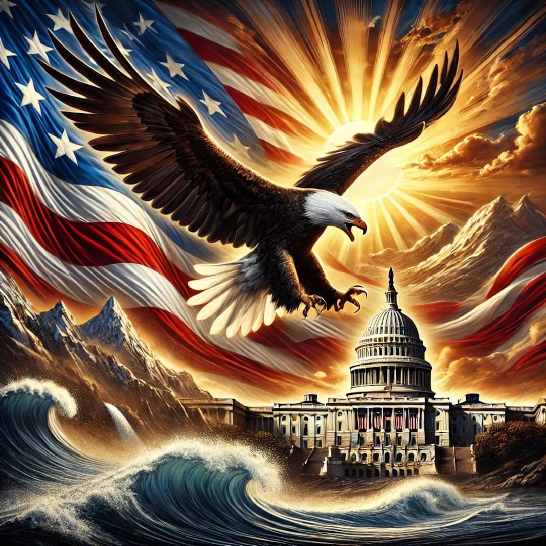 Patriotic Republican Wall Art | Bald Eagle American Flag Digital Print ...