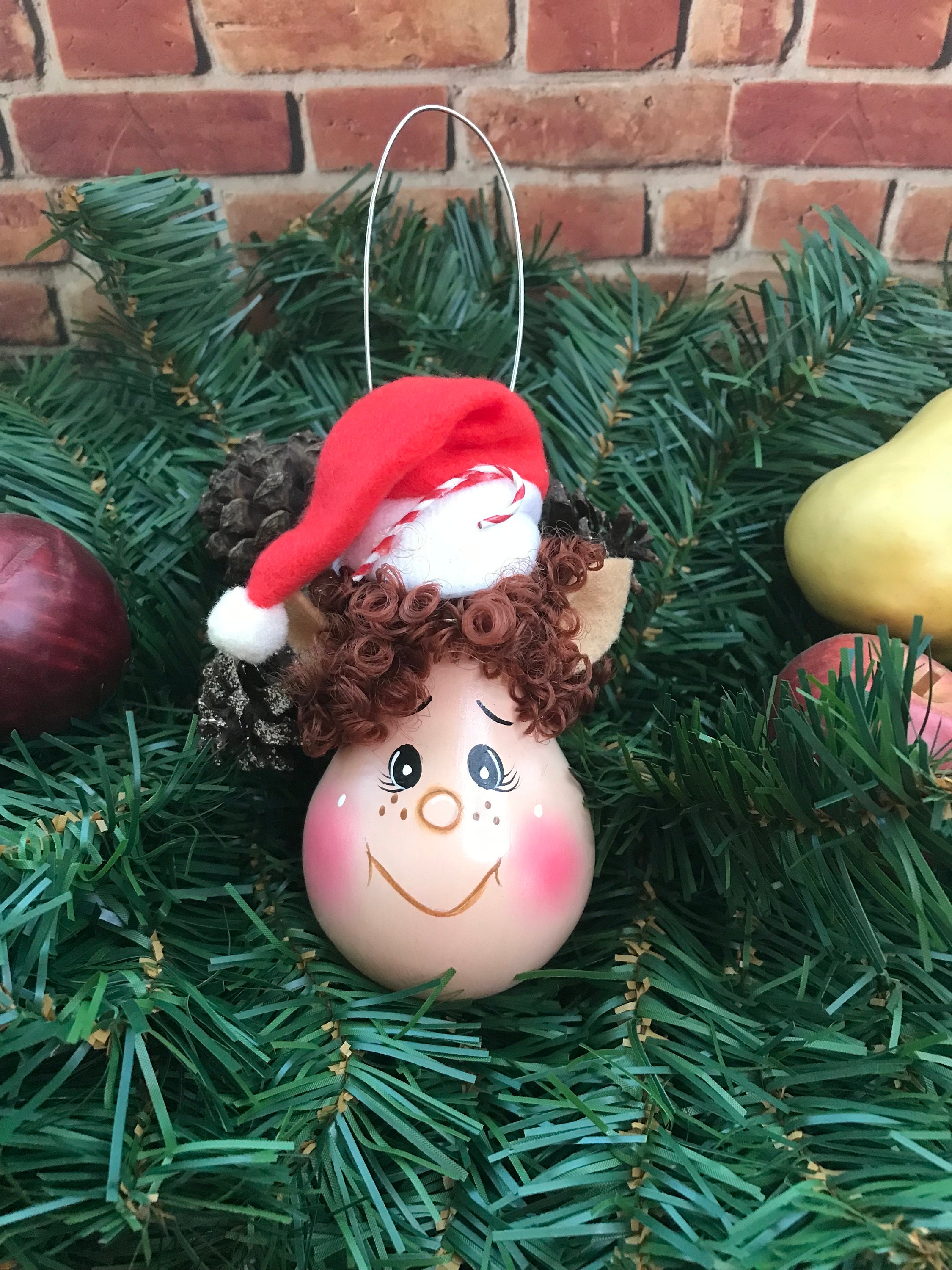 Elf Girl Ornament. Hand Painted Elf. Christmas Ornament Handmade. Elf ...