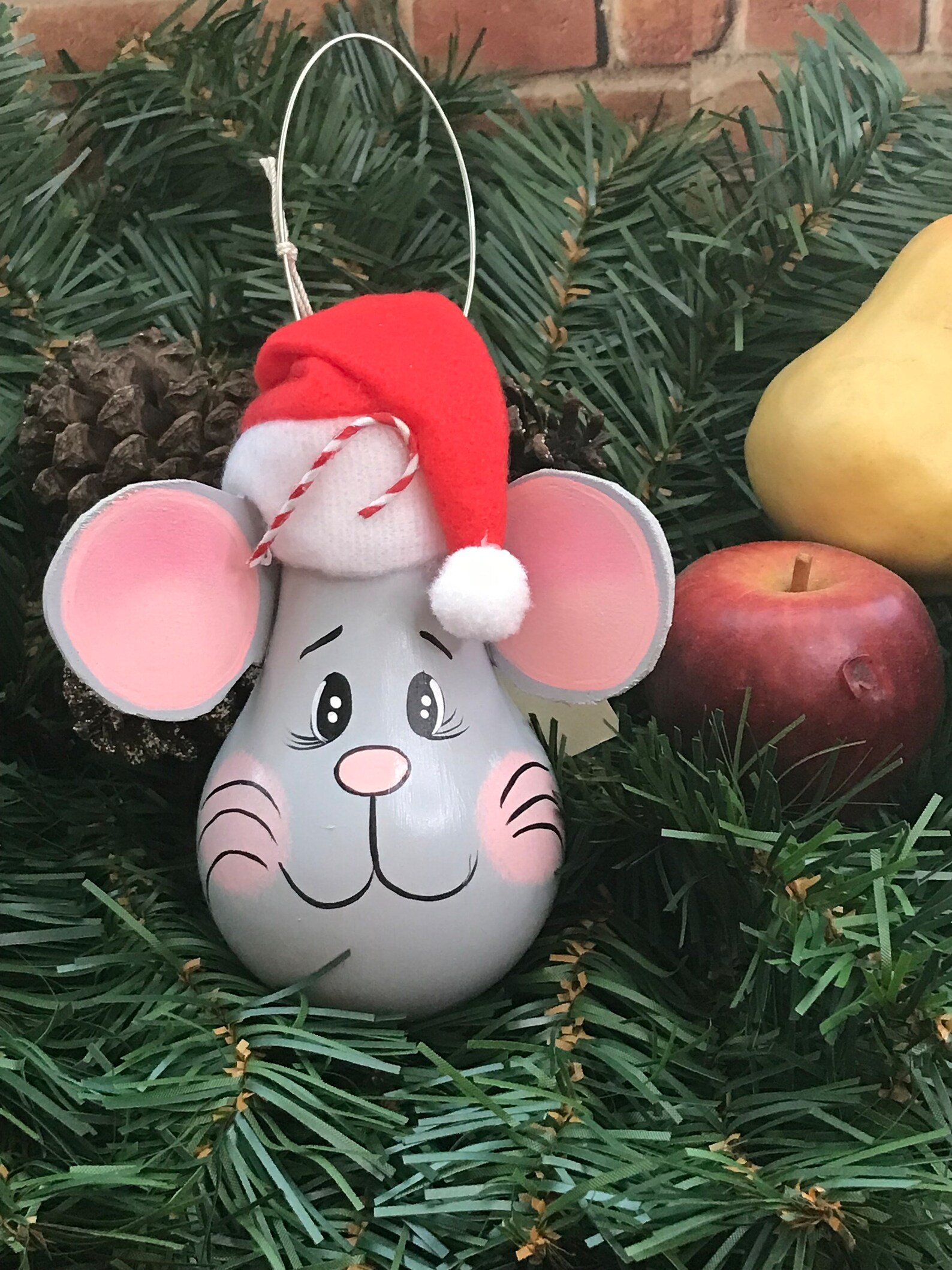 Mouse Christmas Ornament/ Hand Painted Christmas Mouse Ornament/hand ...