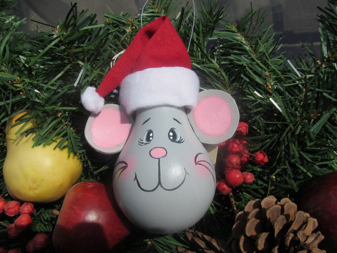 Mouse Christmas Ornament/ Hand Painted Christmas Mouse - Etsy
