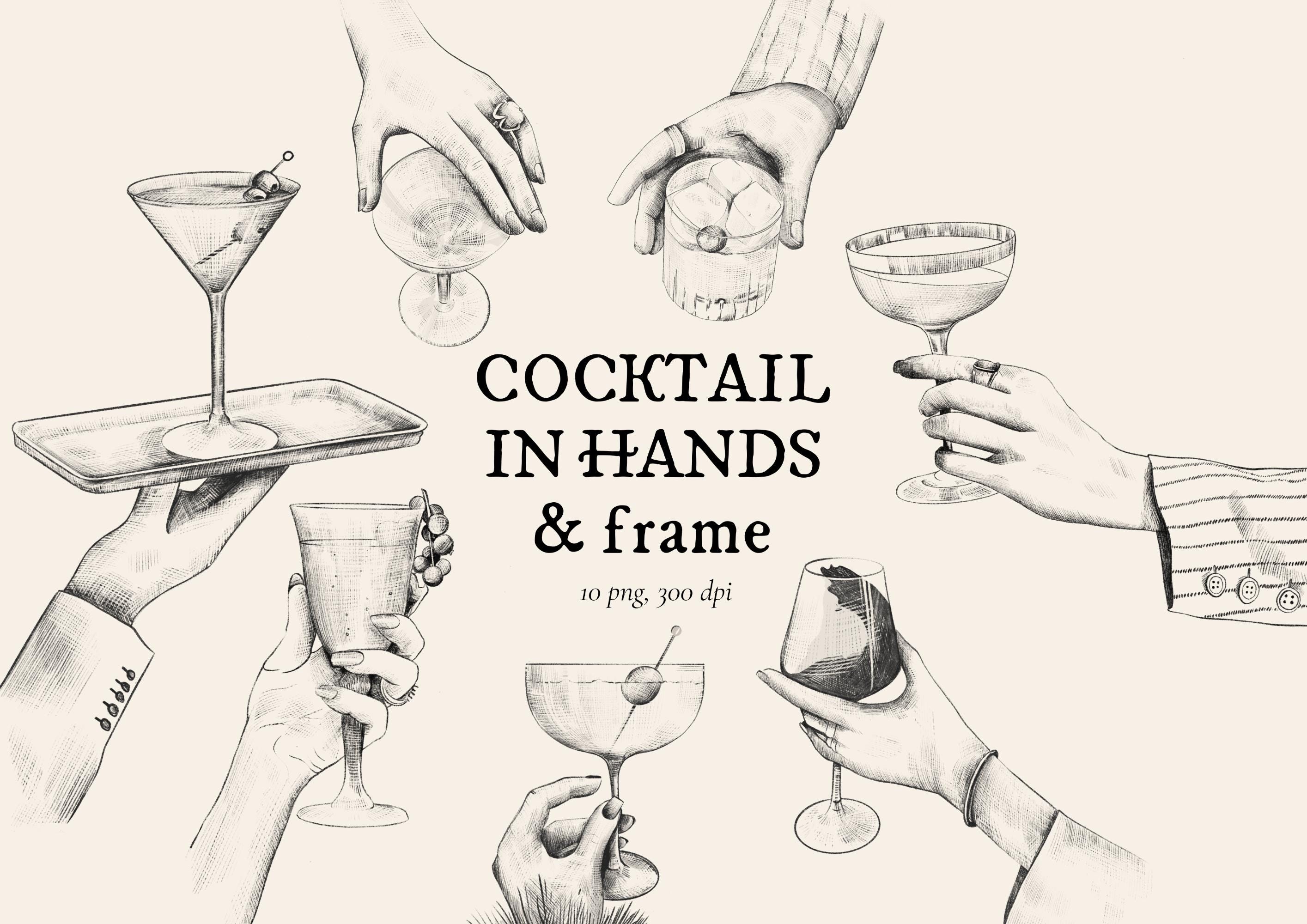 Cocktail and Celebration Clipart Pack, Menu, Drink and Cocktail ...