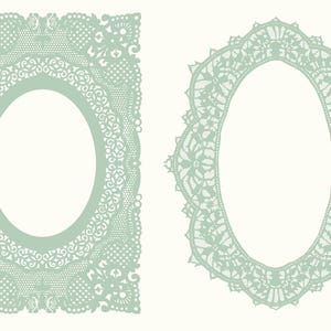 Vintage Lace Frame Clipart Bundle Oval, Heart & Decorative Doily ...