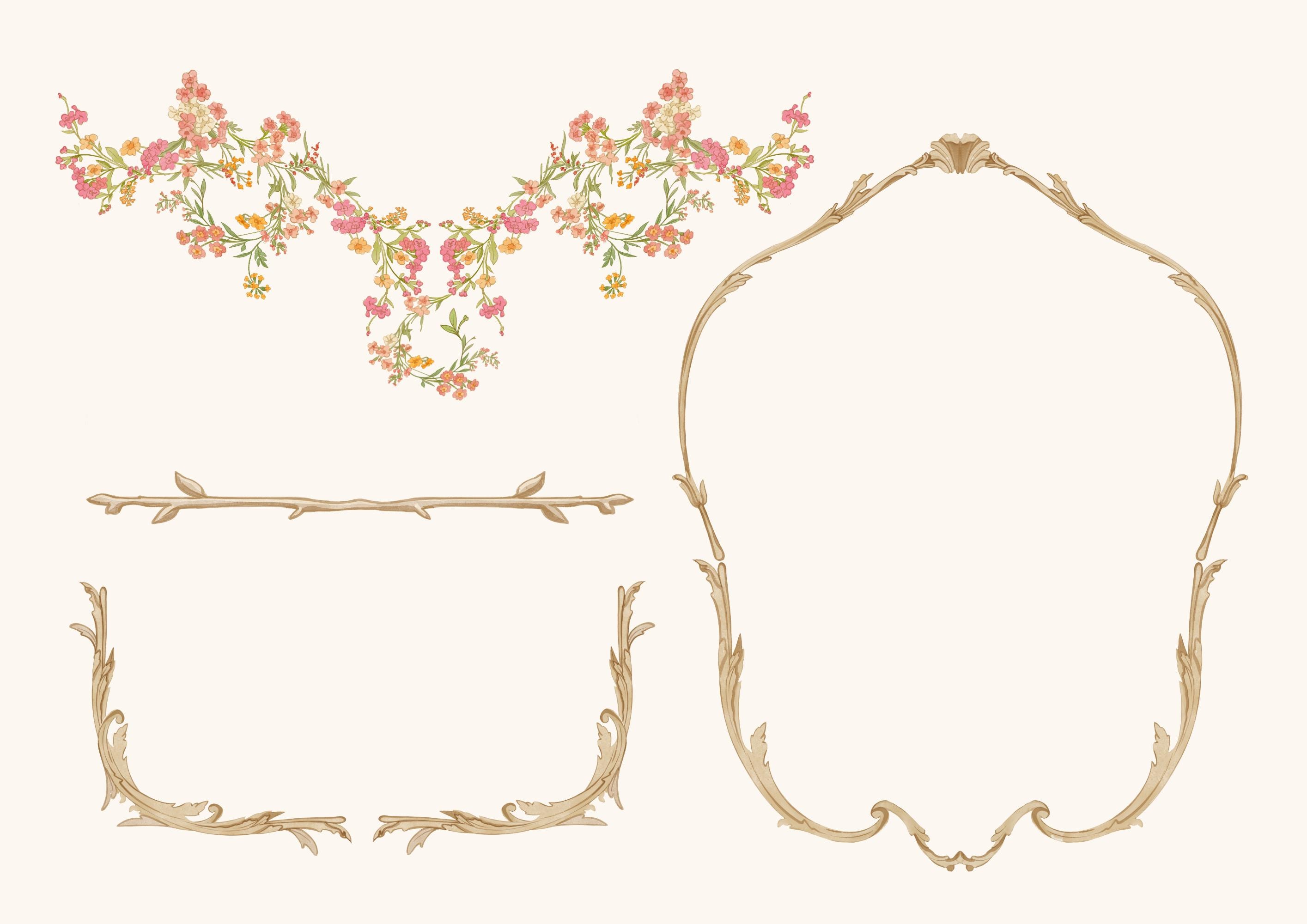 Hand-drawn Victorian Flowers, Wedding Borders , Victorian Frames ...