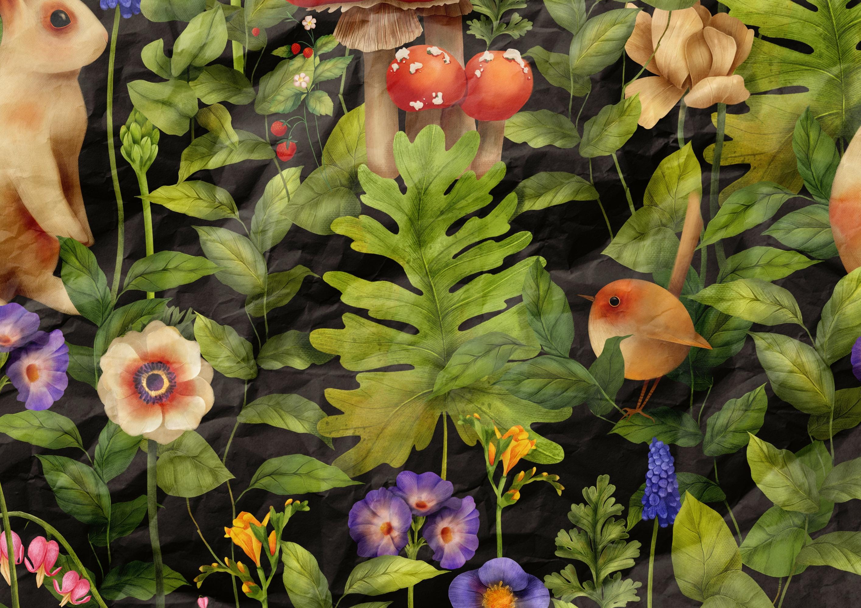 Flowers and Animals Png, Wild Flowers, Floral Seamless Pattern, Fairy ...