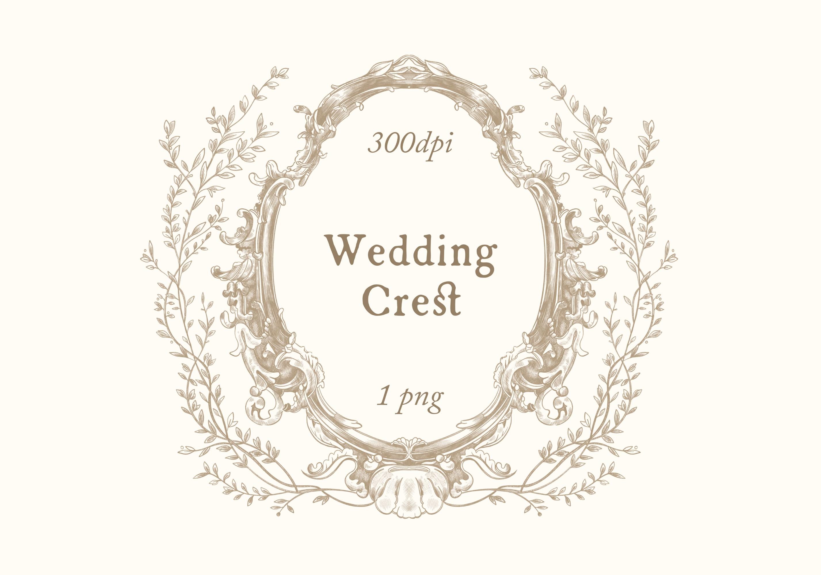 Wedding Crest PNG, Vintage Floral Frame Clipart, Beige Baroque Border ...