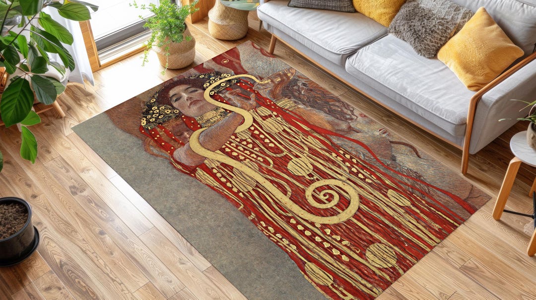 Gustav Klimt Hygieia Rug: Washable Bamboo Art Rug - Etsy