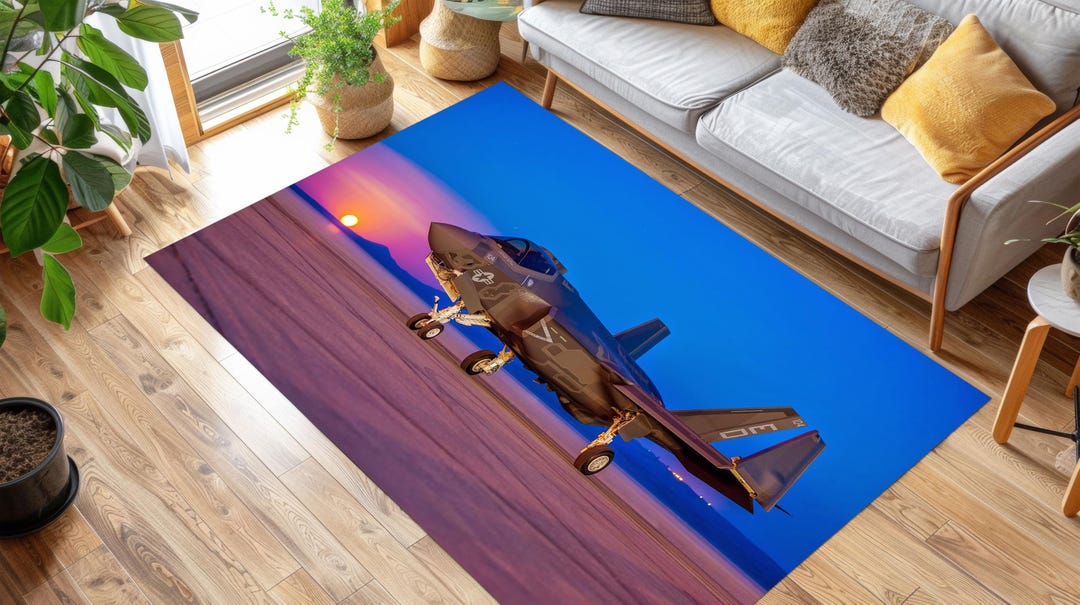 F35 Fighter Jet Bamboo Rug: Aviation Decor - Etsy