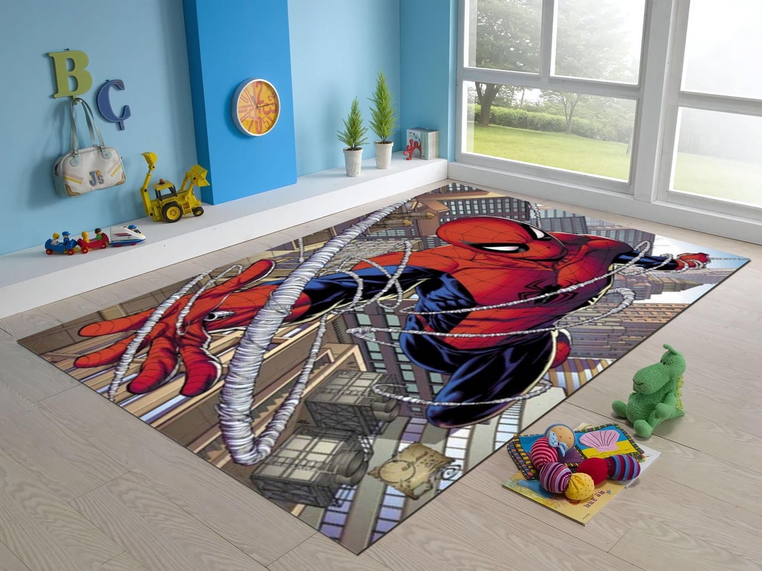 Spider Man Rug, Bamboo Rugs, Superhero Rug, Kids Room Decor, Boys Room ...