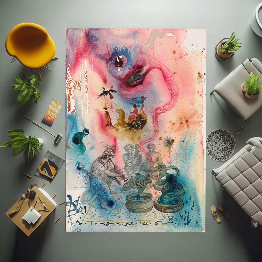 Salvador Dali, Wizard Snake, Famous Paintings, Themed Rug, Art Rug ...