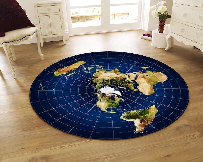 Alexander Gleason Flat Earth Map, Large World Map Tapestry, Yuvarlak ...