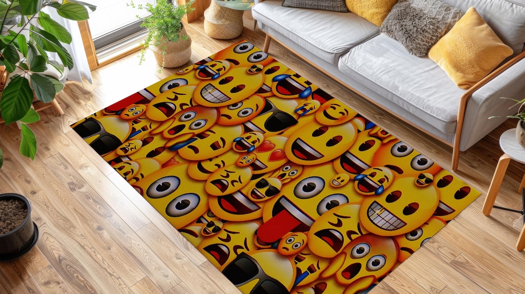 Emoji Rug, Smile Emoji Rug, Emoji's Rug, Doormat Rug, Bathmat Rug, Kids ...