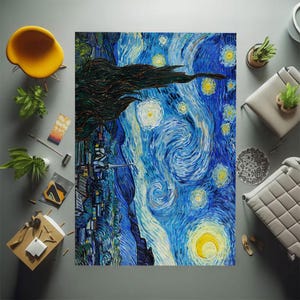 Van Gogh Starry Night Rug: Famous Painting, Vintage Art - Etsy