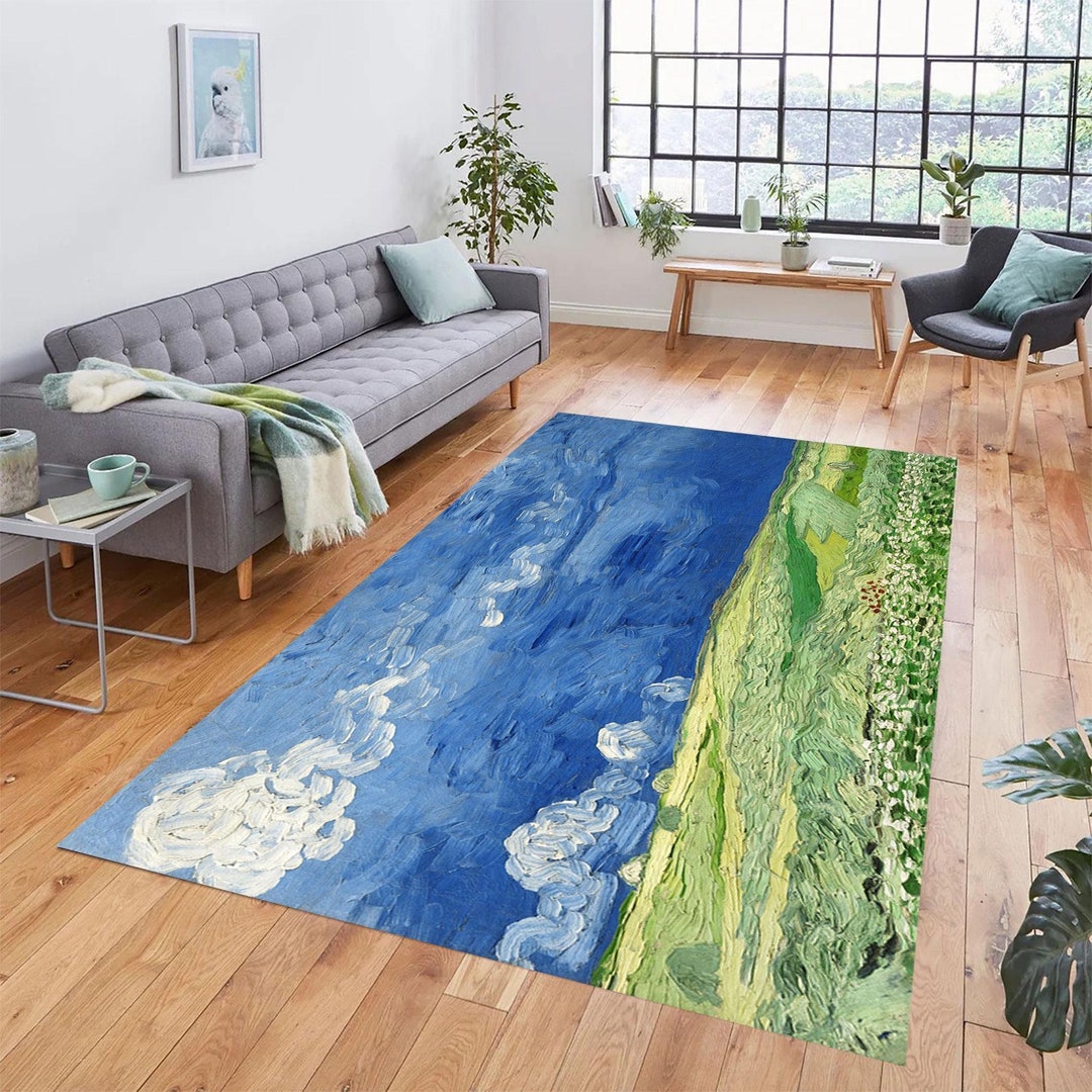 Vincent Van Gogh's Wheat Field (1890) Famous Painting,bamboo Rug, Home ...