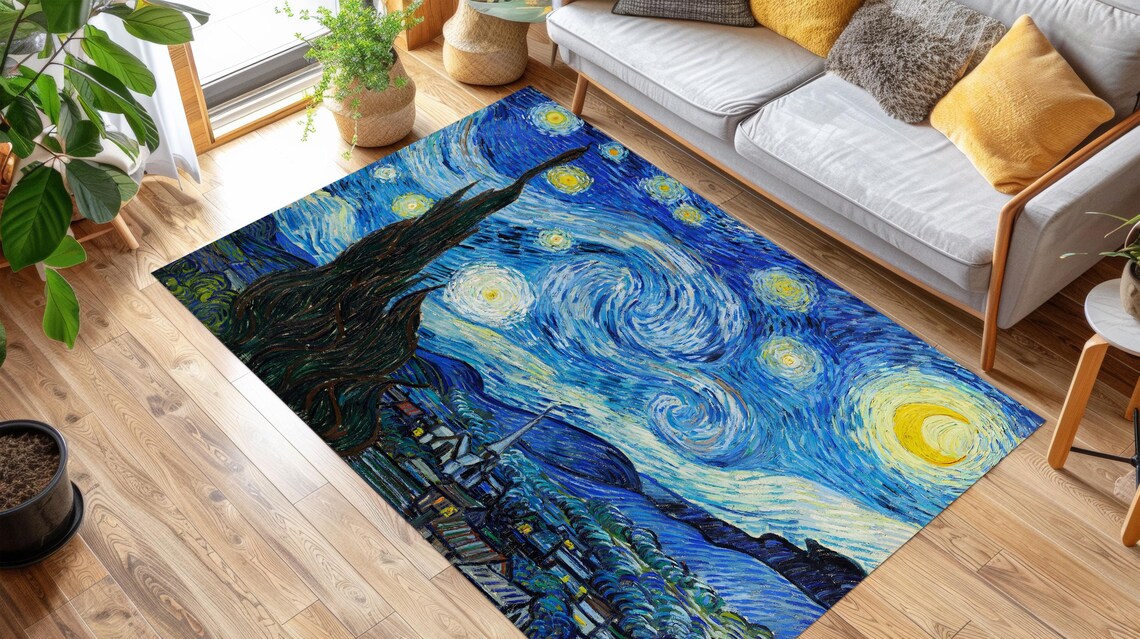 Van Gogh Starry Night Rug: Famous Painting, Vintage Art - Etsy