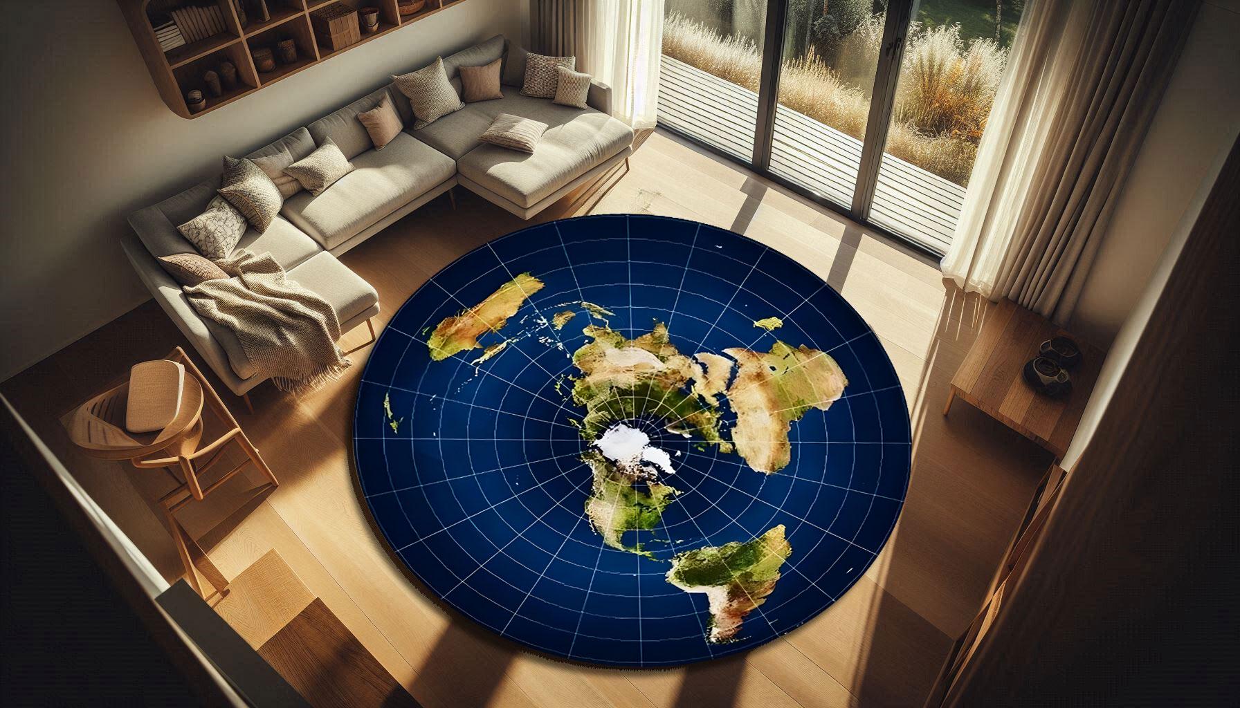 Alexander Gleason Flat Earth Map, Large World Map Tapestry, Yuvarlak ...