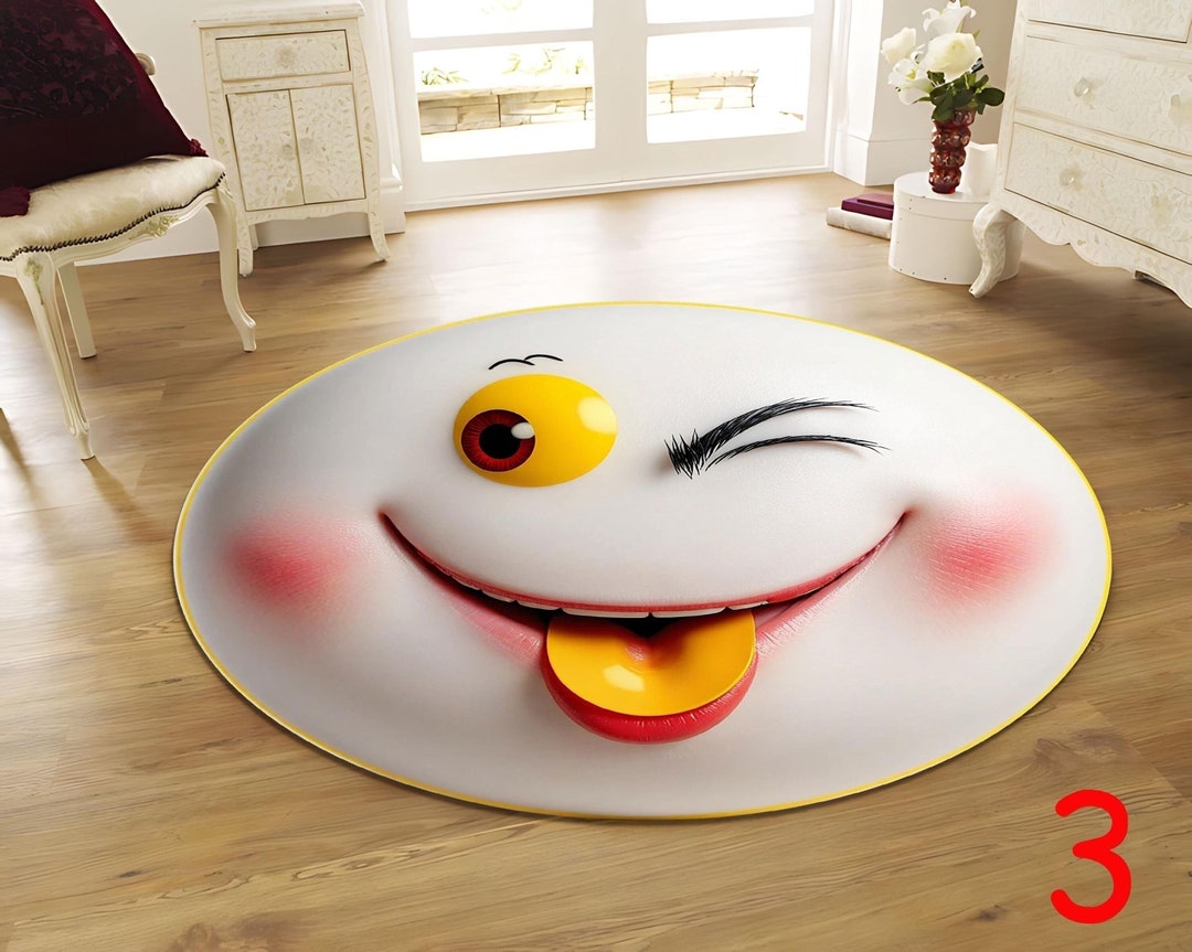 Emoji Rug, Smile Emoji Rug, Emoji's Rug, Doormat Rug, Kids Room Rug ...