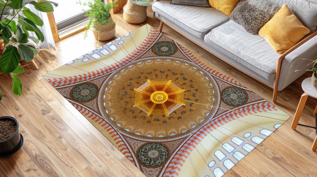 Masjid Ceiling Image Rug,dome Mosque Masjid Themed Rug,living Room Rug ...