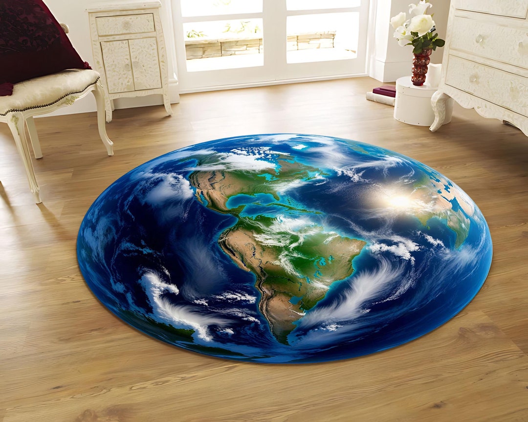 Round Earth Map Rug: NASA Space Image Art - Etsy