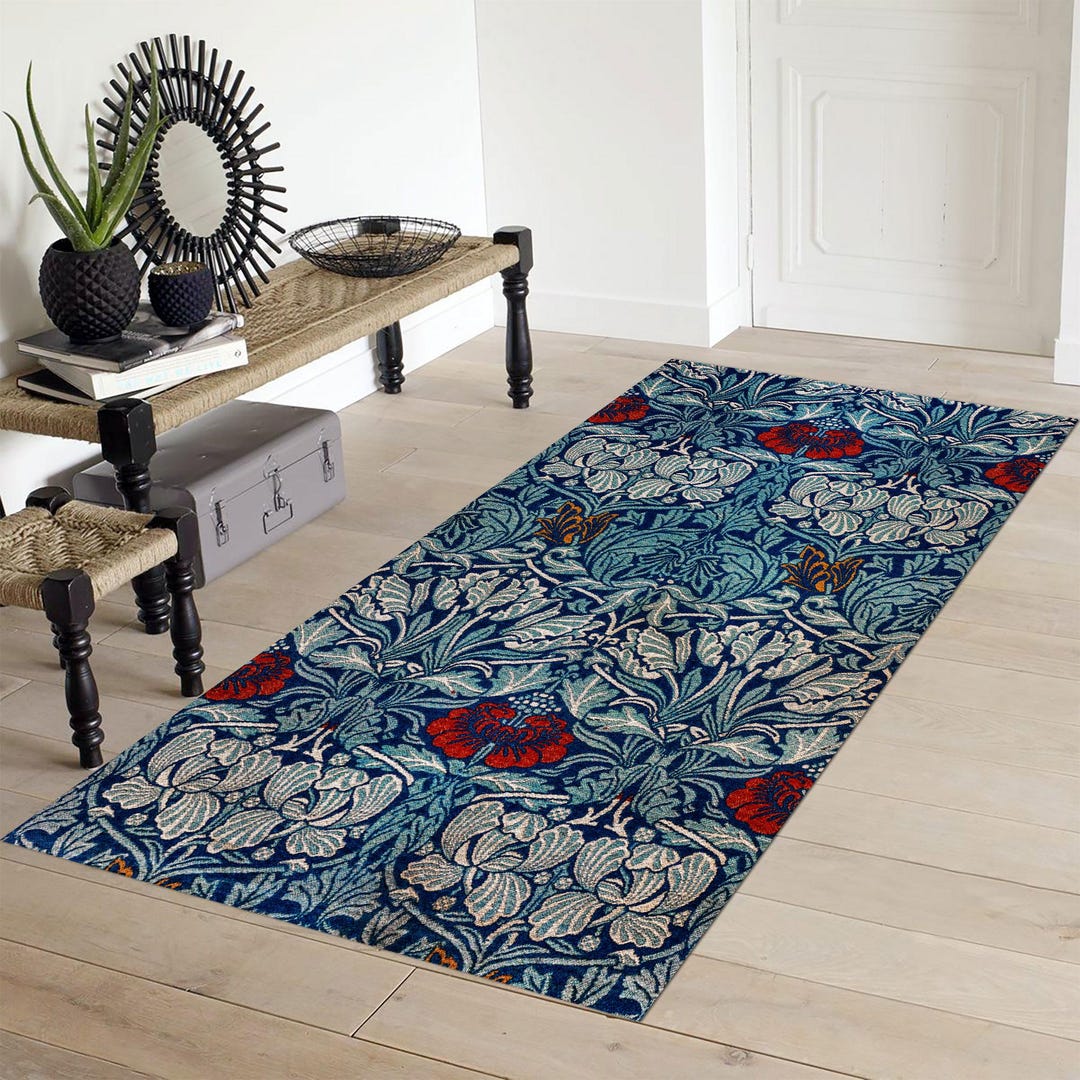 William Morris Tulip & Rose Rug: Vintage Bamboo Runner Rug - Etsy