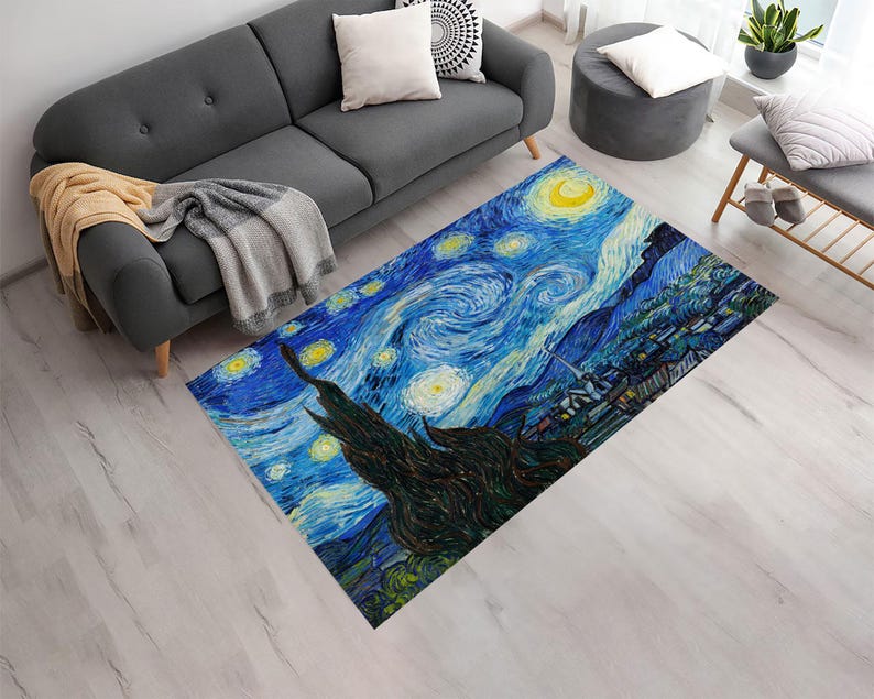 Van Gogh Starry Night Rug: Famous Painting, Vintage Art - Etsy
