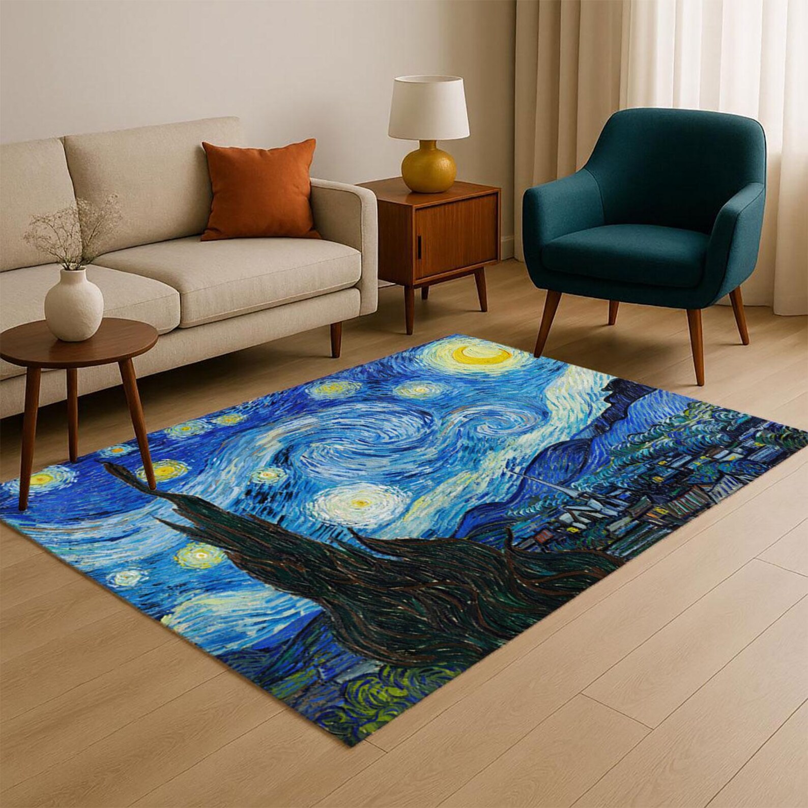 Van Gogh Starry Night Rug: Famous Painting, Vintage Art - Etsy
