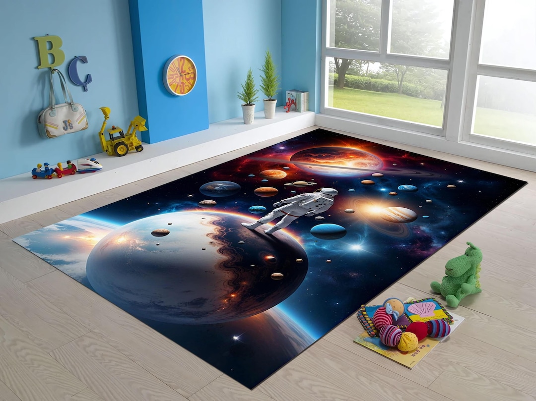 Astronaut Rug, Tapis Enfant, Galaxy Rug, Child Room Rug, Nursery Rug ...