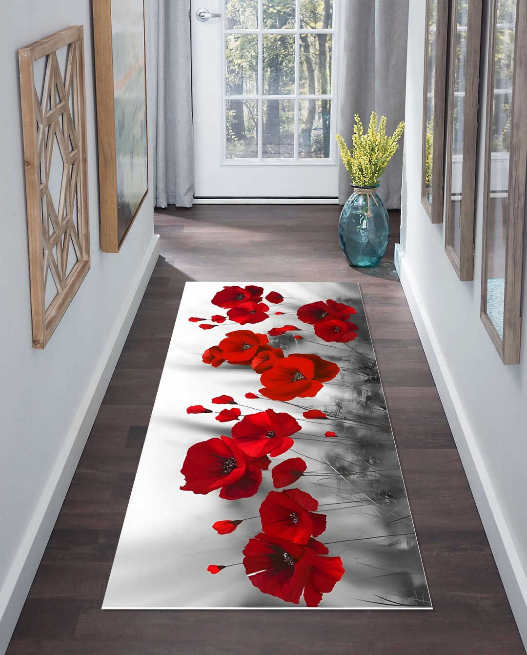 Wild Flower Rug, Popp Themed Rug,red Poppy Rug, Poppy Rug,poppy Art ...