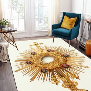 Gold Divine Mercy Adoration ,prayer Rugs, Antique Retro Decor, Wall Rug ...