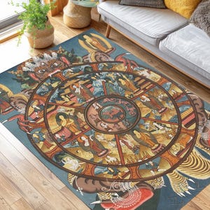 Samsara Trap Rug, Life Wheel of Buddha, Buddhism Decor, Bhavacakra ...