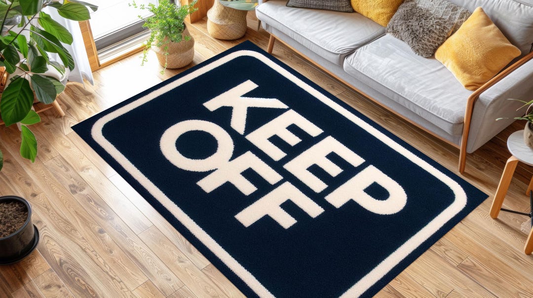 Keep off Rug, Bamboo Rug, Cool Rug, Custom Rug, Navy Blue Keep Off ...