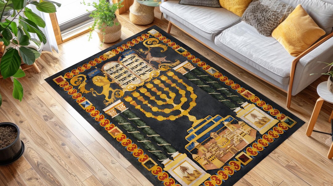 Jewish Prayer Rug, Jewish Wall Tablet, Jewish Art 19th Century, Hebrew ...