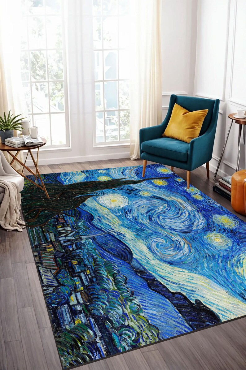 Van Gogh Starry Night Rug: Famous Painting, Vintage Art - Etsy
