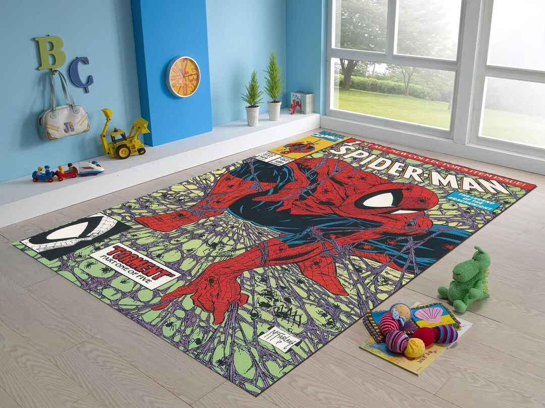 Spider Man Rug, Bamboo Rugs, Superhero Rug, Kids Room Decor, Boys Room ...
