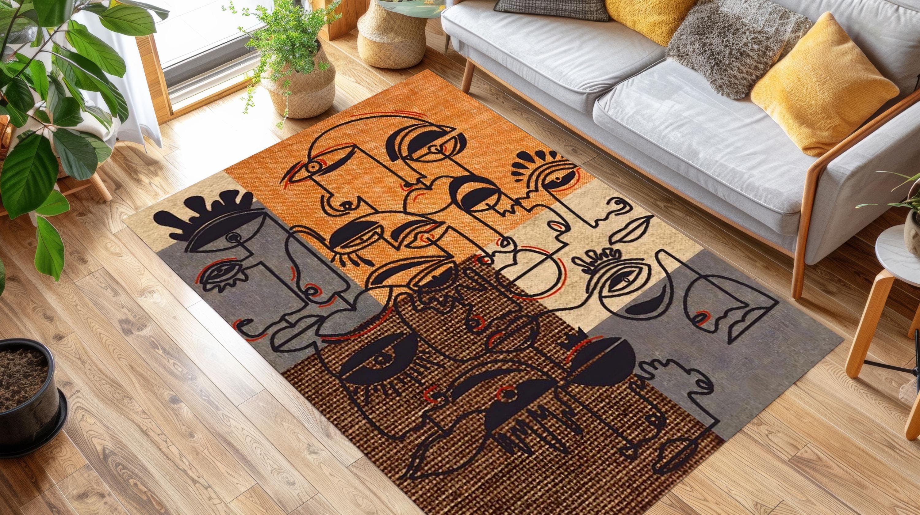 Bamboo Rug,abstract Line Art,area Rug,decorative Rug,popular Rug,line ...