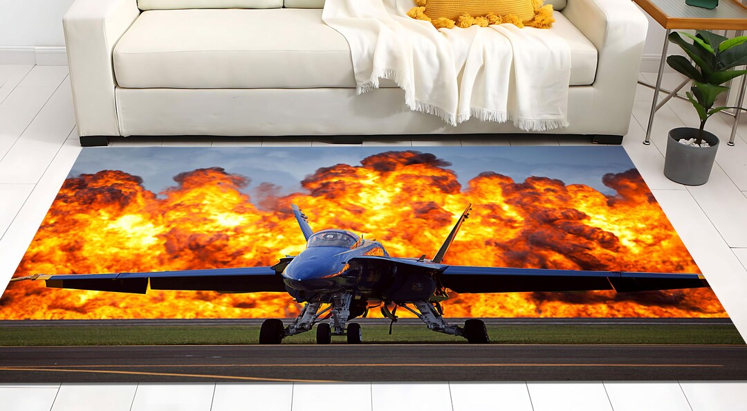 Fighter Jet Bamboo Area Rug: Aviation Decor - Etsy