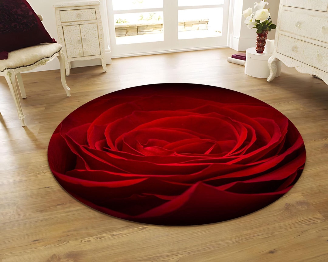 Rose Rug, Bamboo Rug Red Rose,red Rose Rug,colorful Rug,red Rug,dear ...