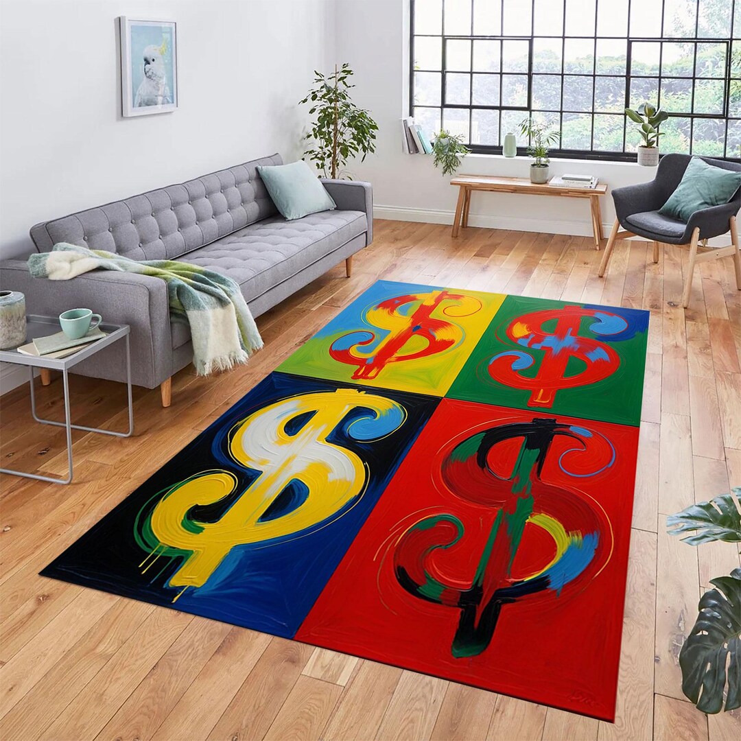Dollar Sign Pattern Rug: Modern Art Area Rugs - Etsy