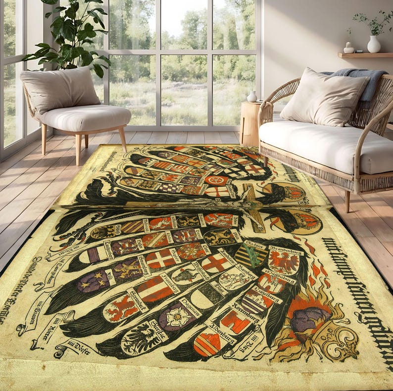 Medieval Heraldic Rug, Vintage Coat of Arms, Gothic Decor - Etsy