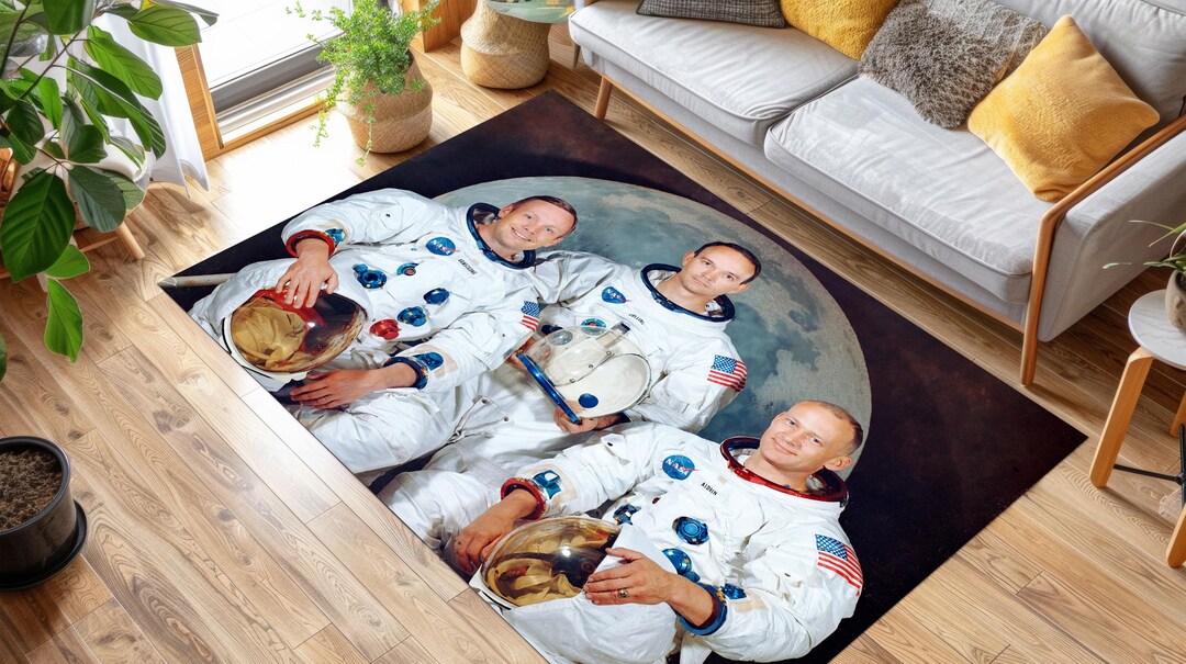 Apollo 11 Astronauts Rug: Modern Art Bamboo Decor - Etsy