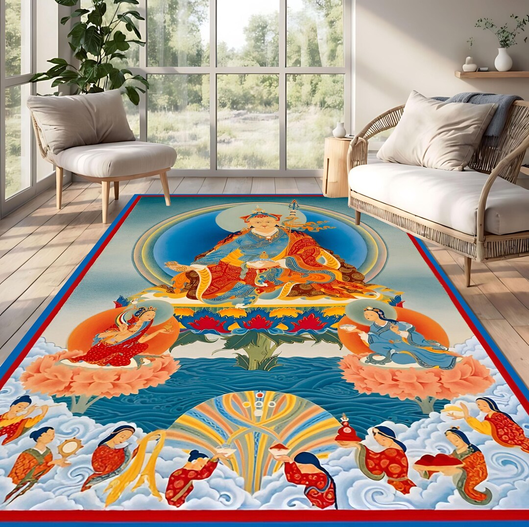 Tibetan Buddha Rug: King of Tibet Thrisong Detsen, Mandala Yoga Mat ...