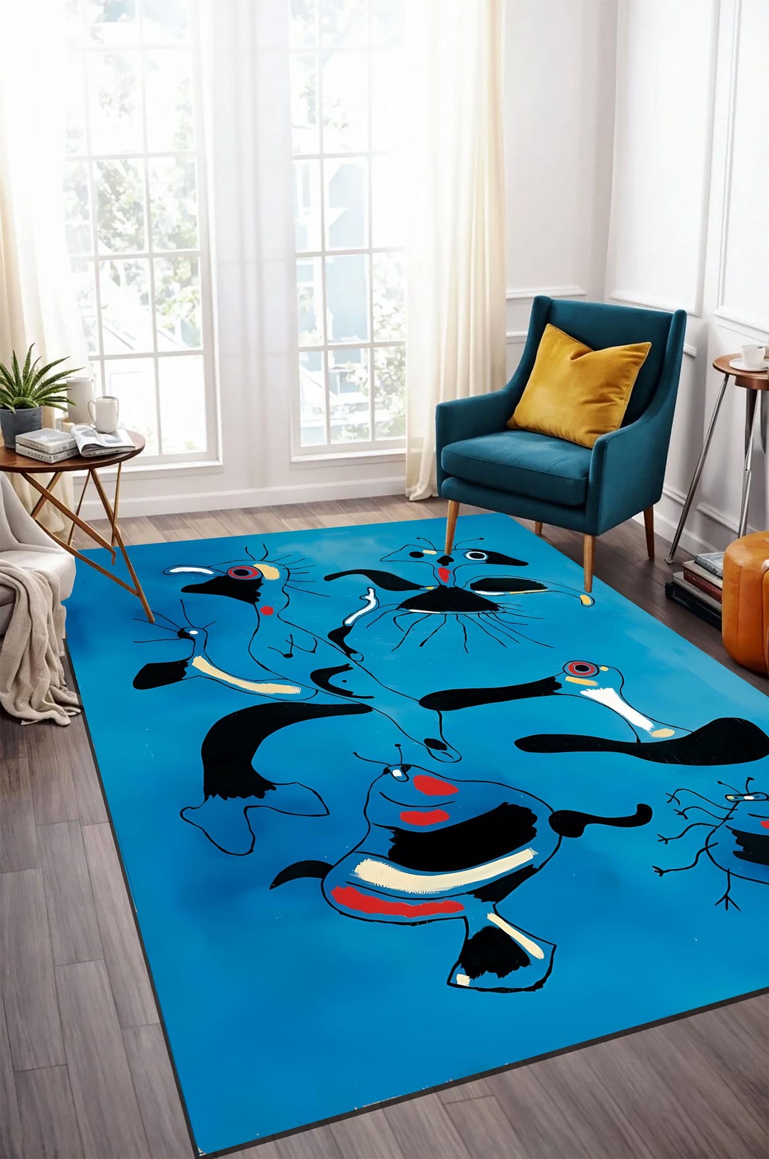 Joan Miro Birds and Insects (1938), Joan Miro Abstract Rug, Surrealist ...