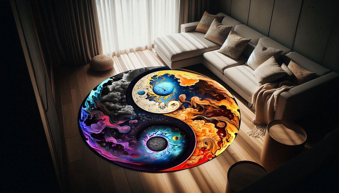Yin Yang Art, Yin Yang Rug, Round Rug, Chinese Art, Sky and Night Rug ...