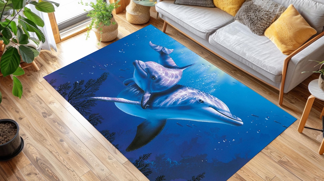 Lovely Dolphins,ocean Rug,dolphins in the Sea,bamboo Rug,underwater ...