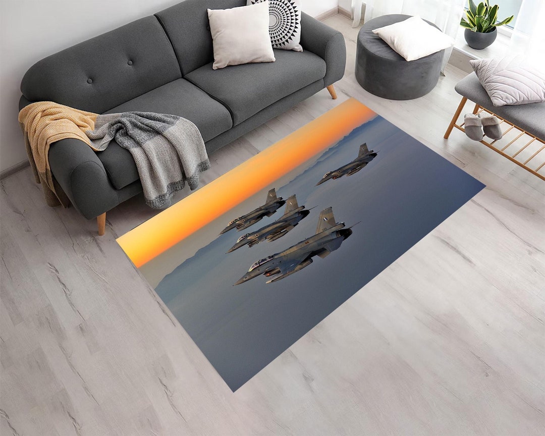 Fighter Jet Bamboo Area Rug: Military Aviation Decor - Etsy