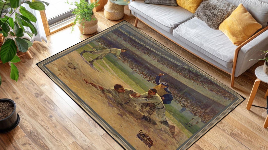 Baseball Competition Illustration Rug by Fletcher C Ransom, Bamboo Rug ...