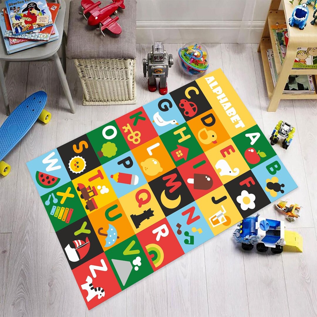 Alphabet Learning Kids Rug: Playroom Nursery Decor - Etsy
